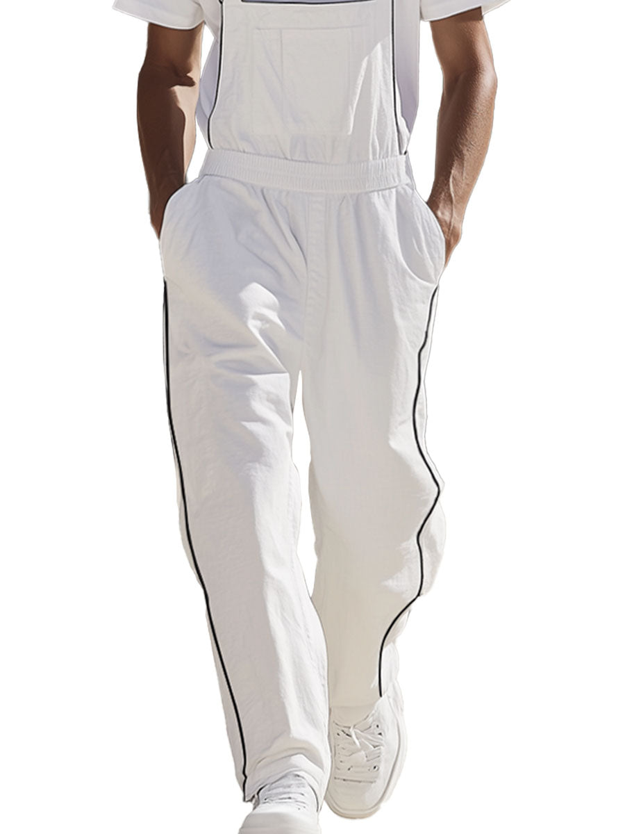 【24-hour shipping out】Men's White Cotton Wide Leg Overalls – findercube