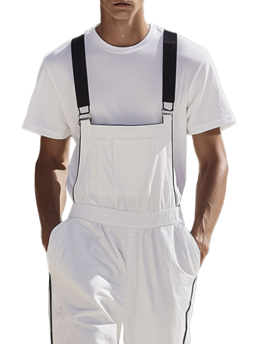 【24-hour shipping out】Men's White Cotton Wide Leg Overalls – findercube