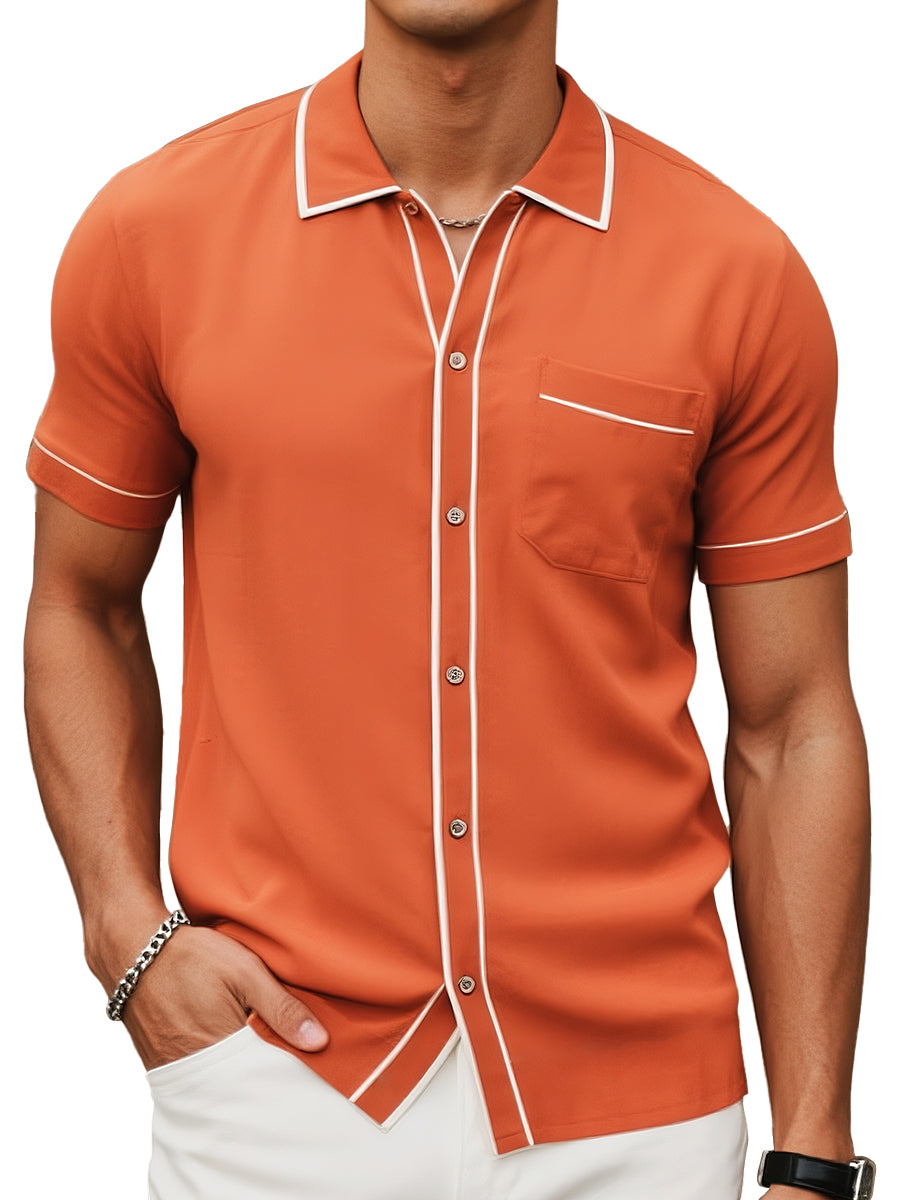 【24-hour shipping out】Retro Orange Short Sleeve Shirt – findercube