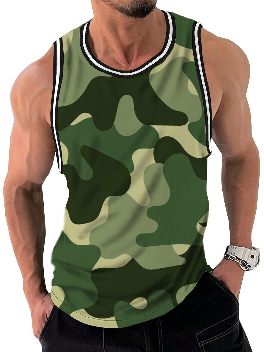 Retro Camo Print Crew Neck Tank Top – findercube