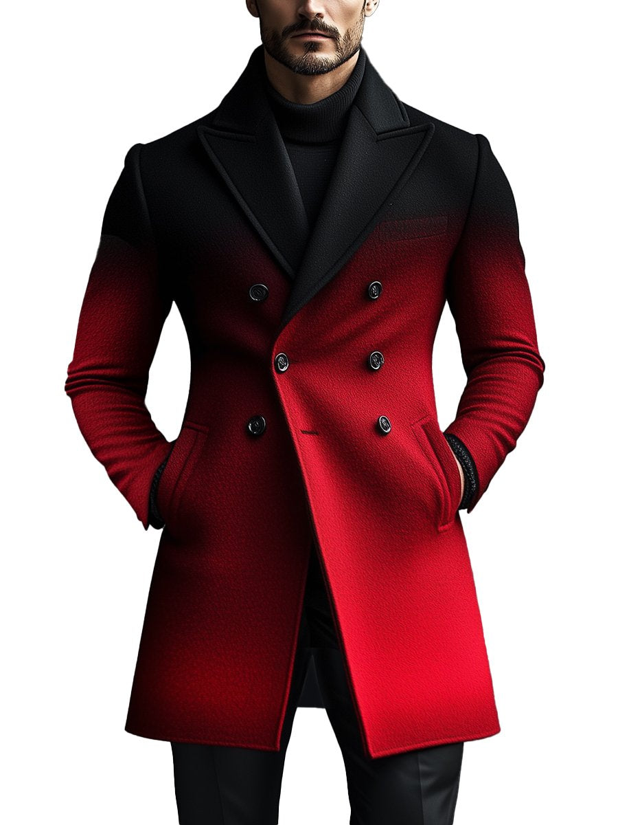 【24-hour shipping out】Men's Stylish Gradient Double-breasted Woolen Co ...